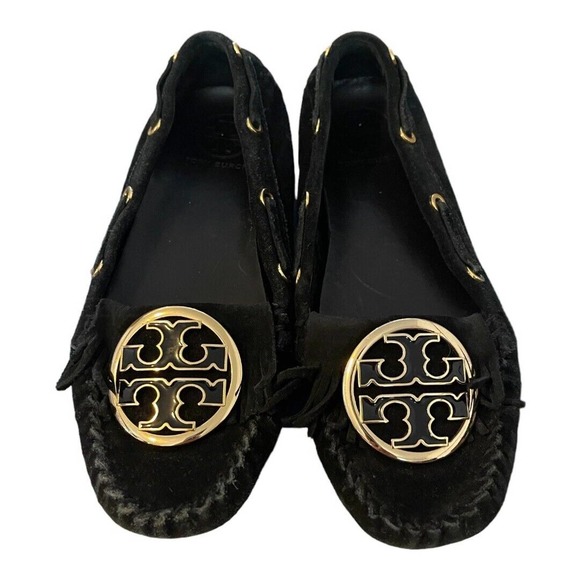 Tory Burch | Shoes | Tory Burch Alexandra Black Suedeleather Gold Logo ...